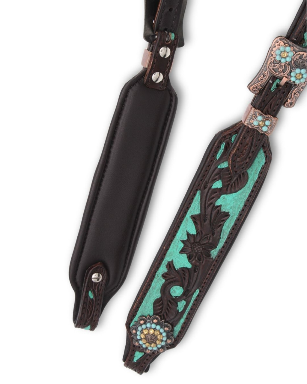 Two Ear Super Soft anatomical western bridle turquoise with pearl ...