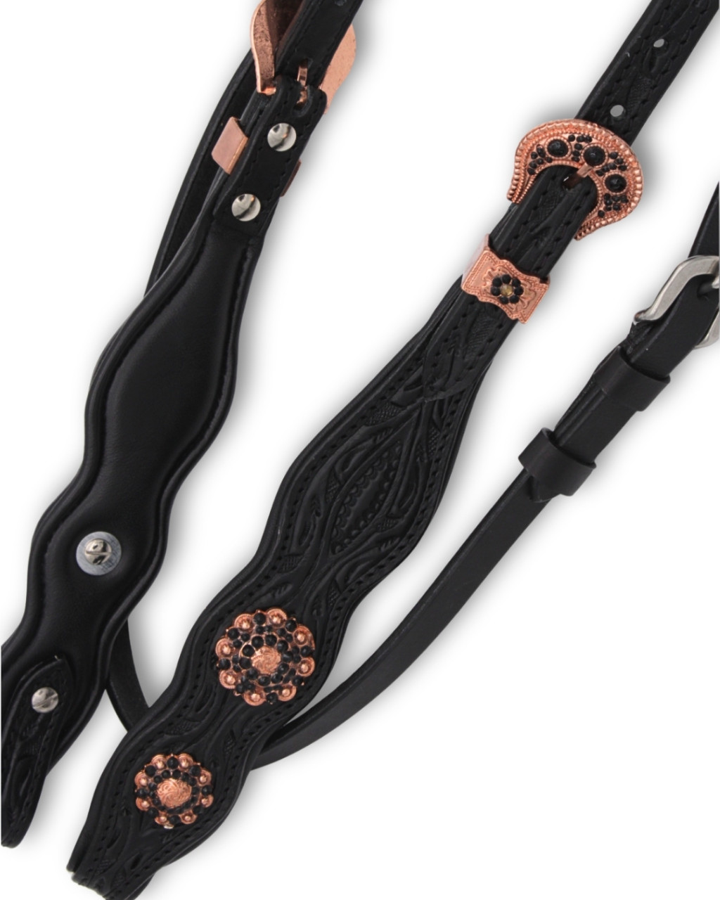 Super Soft western bridle Two Ear Rosegold/Black with throat lash
