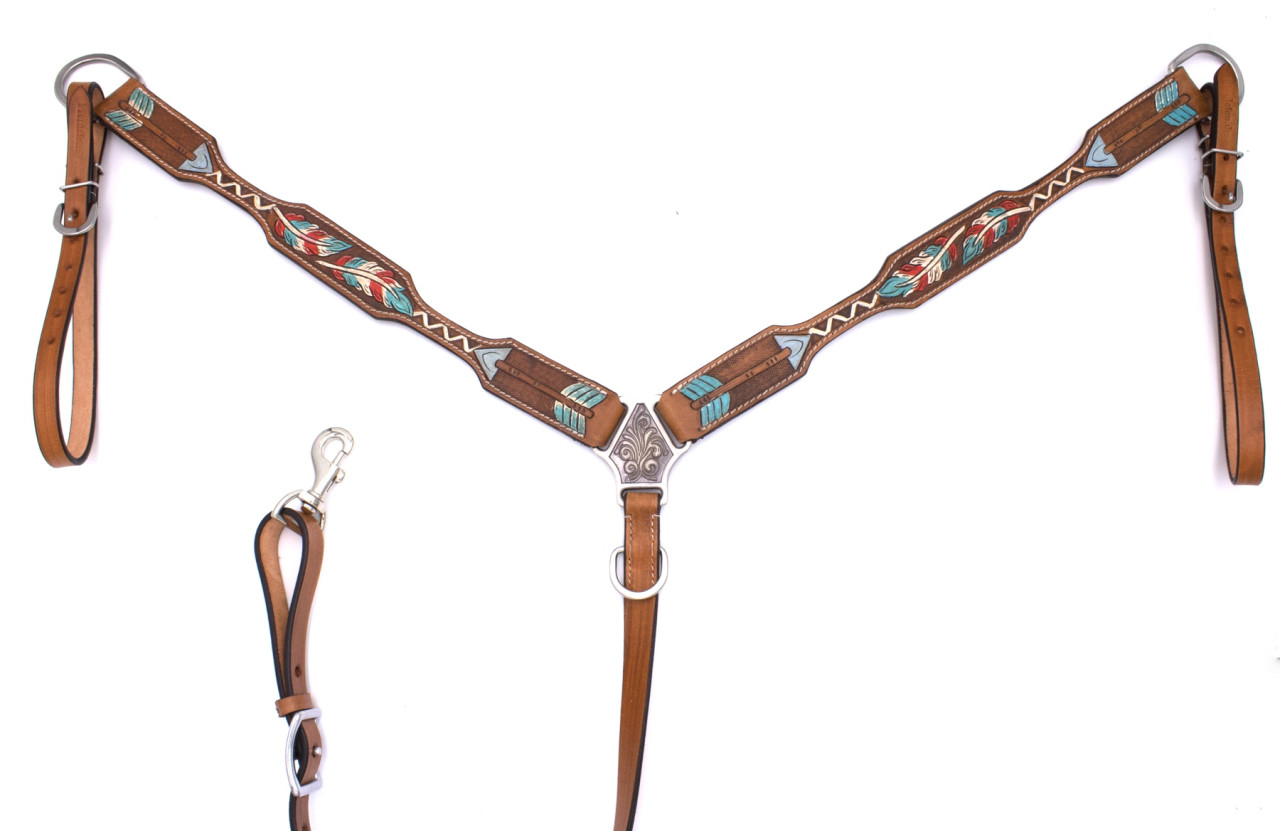 Feather and whip show, set of western headstall with breast collar ...